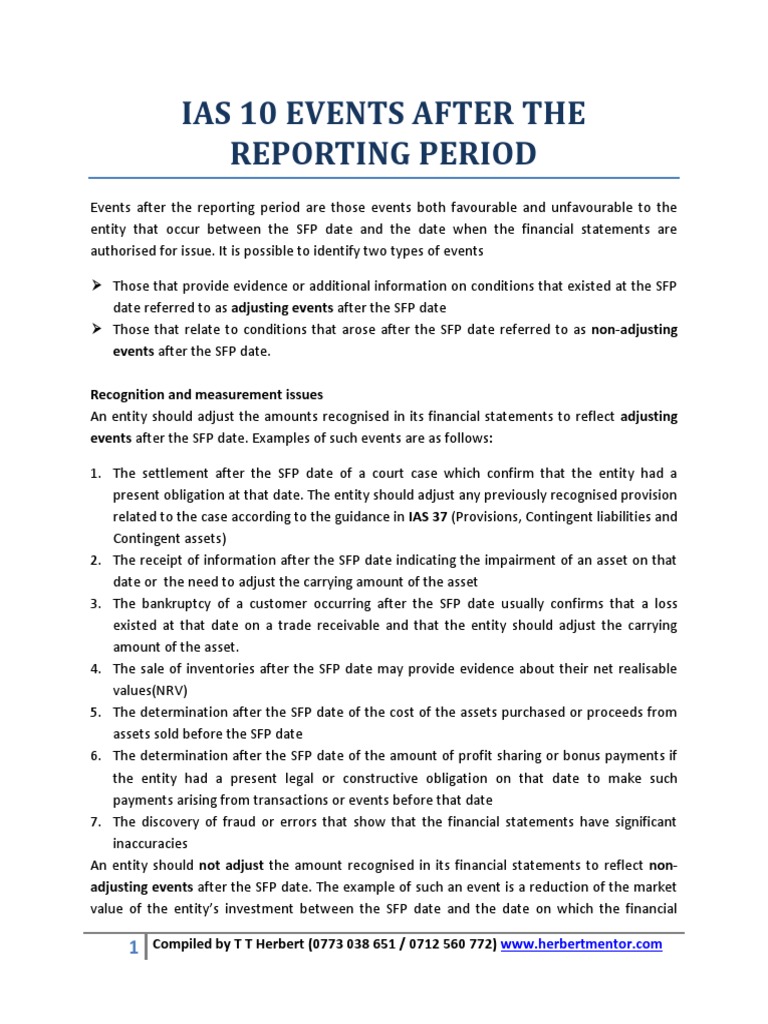Ias 10 Events After The Reporting Period | PDF | Going Concern ...