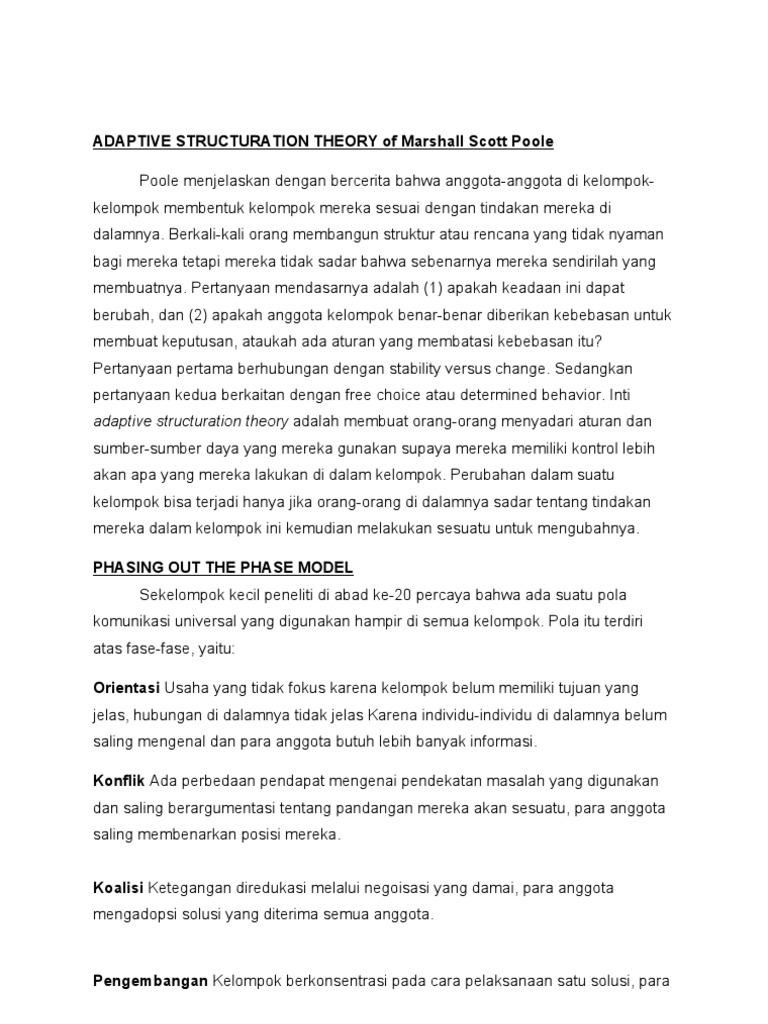 Adaptive Structuration Theory of Marshall Scott Poole 2 | PDF