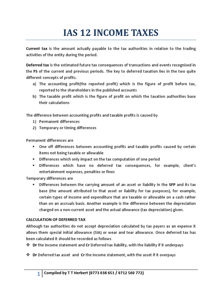 IAS 12 Income Taxes (2021) | PDF | Deferred Tax | Tax Expense