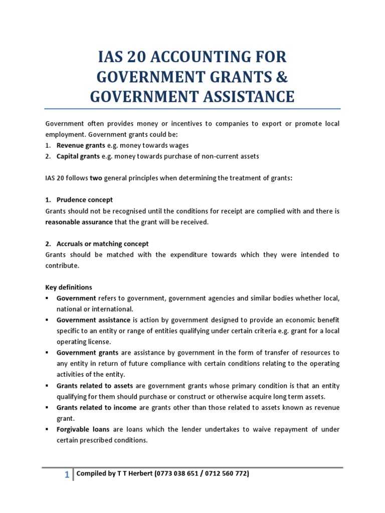 IAS 20 Government Grants (2021) | PDF | Depreciation | Expense