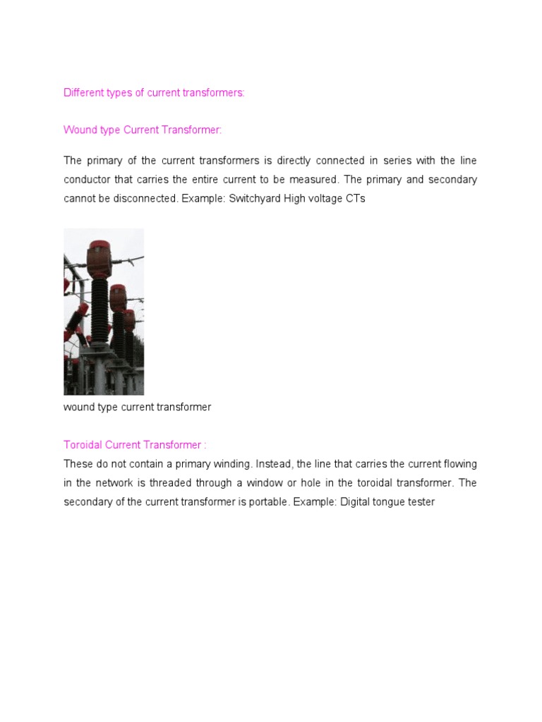 Different Types of Current Transformers | PDF