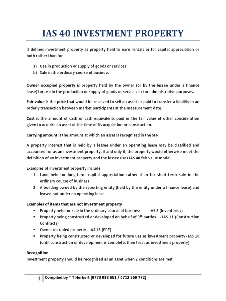 IAS 40 Investment Property (2021) | PDF | Fair Value | Investing