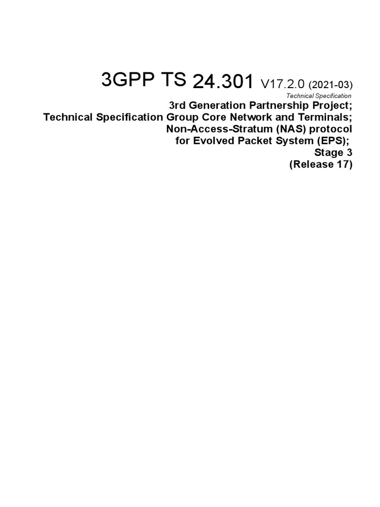 3GPP TS 24.301 | PDF | Telecommunications Standards | Communications ...