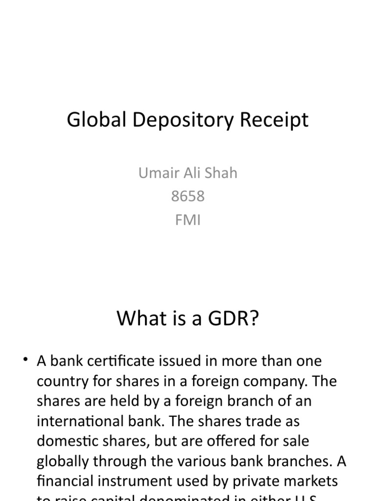 Global Depository Receipt: Umair Ali Shah 8658 FMI | PDF | Business ...