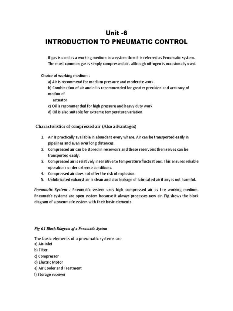 Introduction To Pneumatic Control | Download Free PDF | Piston | Actuator