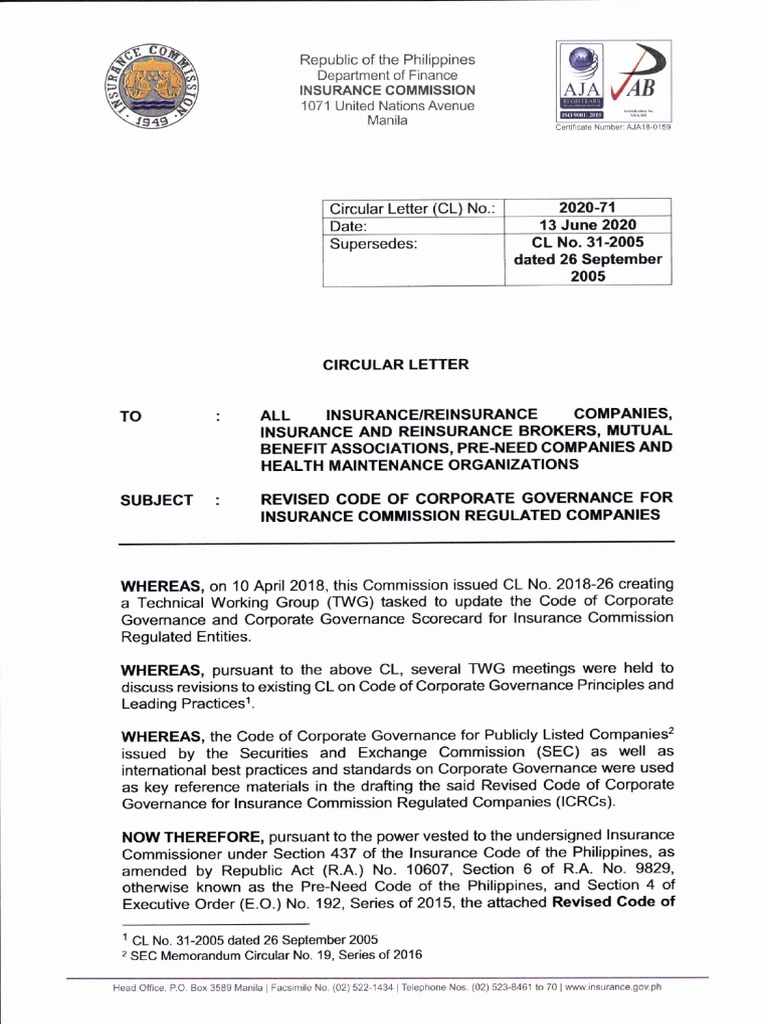 Department of Finance 1071 United Nations Avenue::: 2 SEC Memorandum ...