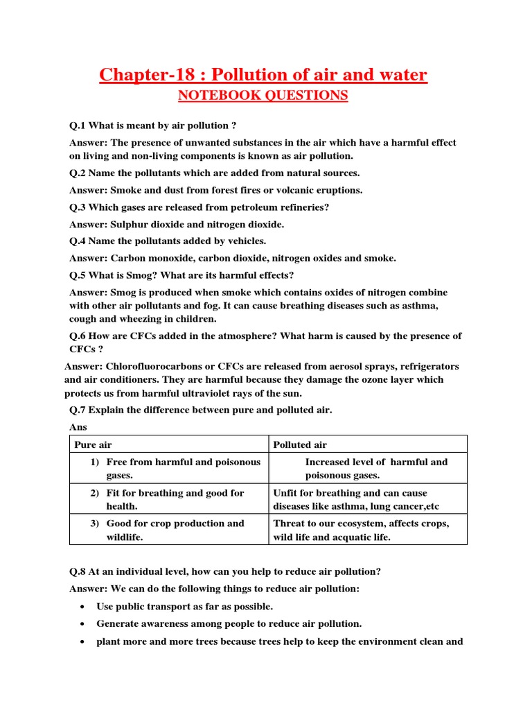 Viii-Air Pollution-Notebook Questions | PDF | Atmosphere Of Earth ...