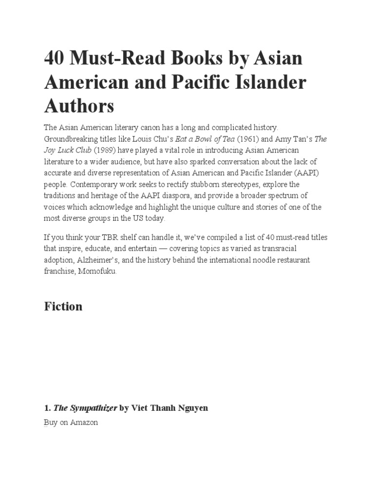 40 Must-Read Books by Asian American and Pacific Islander Authors | PDF
