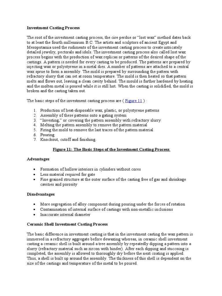 8 Investment Casting Process | PDF | Casting (Metalworking) | Casting
