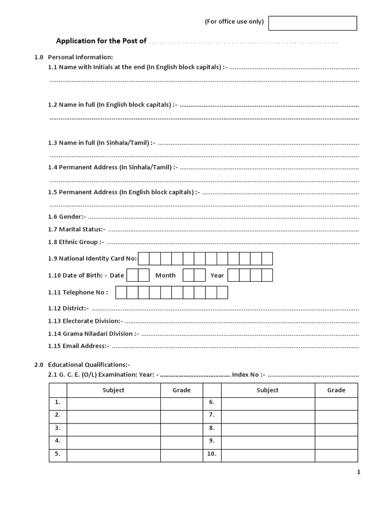 English Application Form Template | PDF | Government