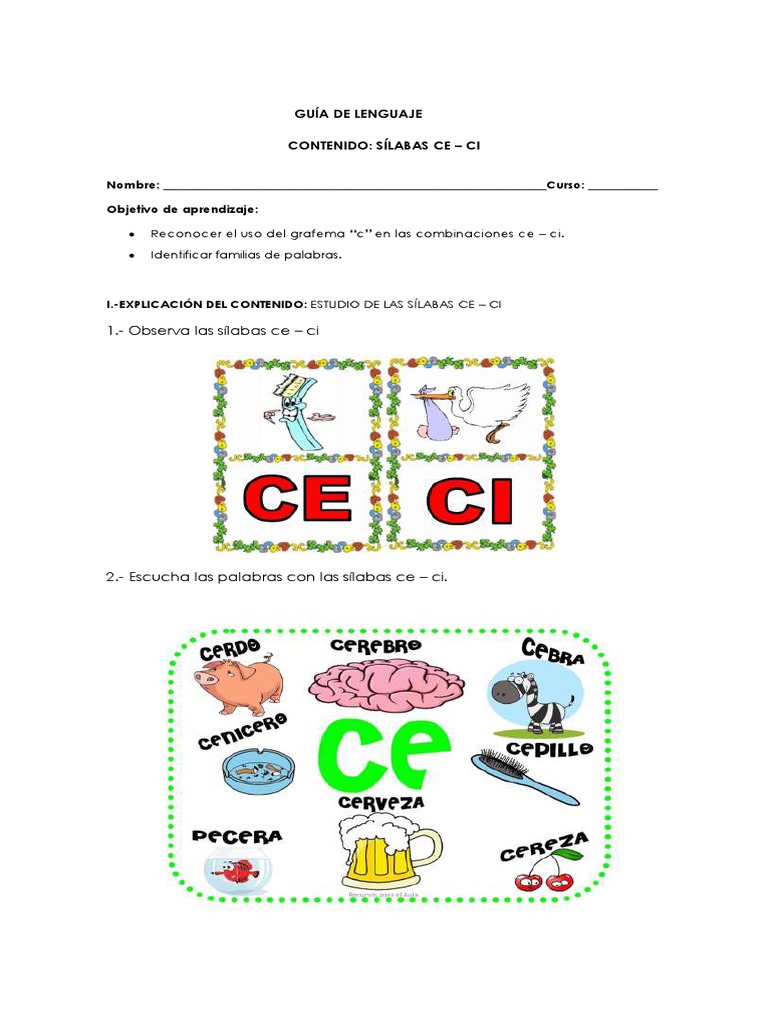 Actividades de Sílaba Ce-Ci para Primaria | PDF