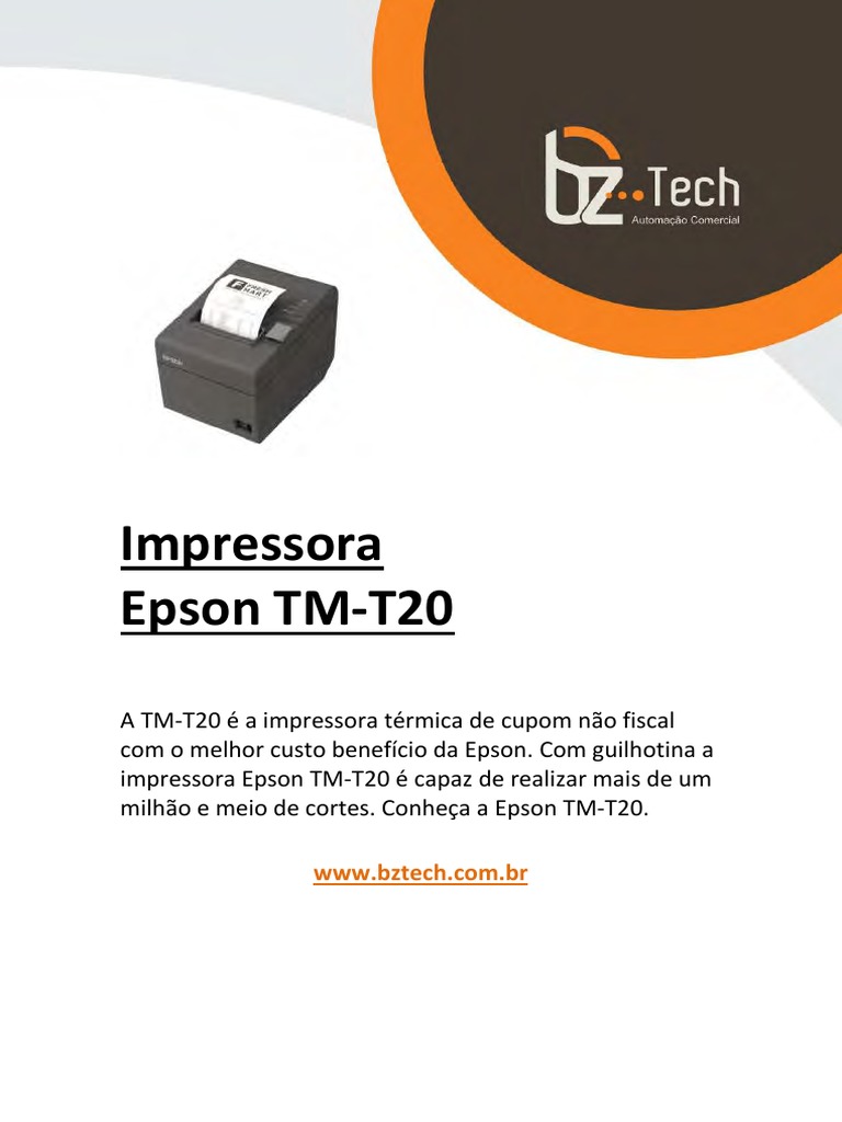 Manual Epson TM t20 | PDF | Impressora (informática) | Papel