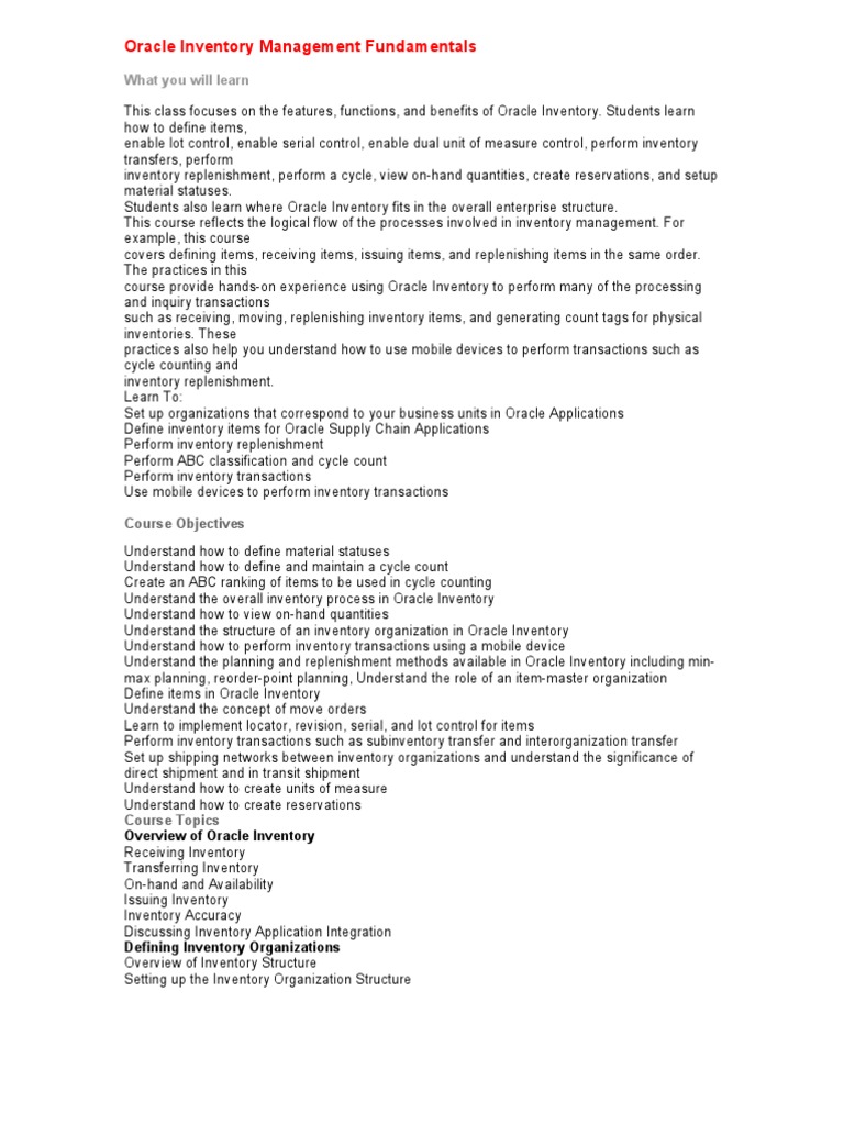 Oracle Inventory Management User Guide