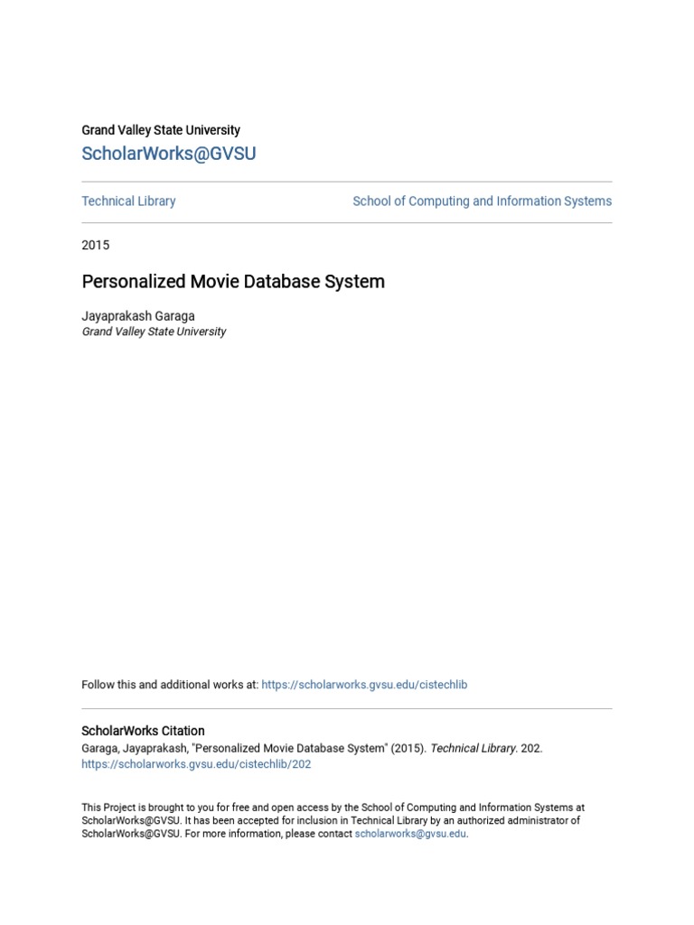 Personalized Movie Database System | PDF | Php | Databases