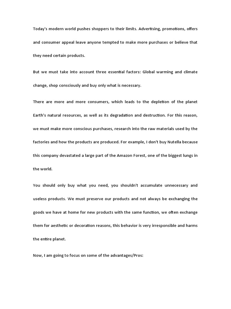 Pros + Cons of Consumerism | PDF | Consumerism | Economies