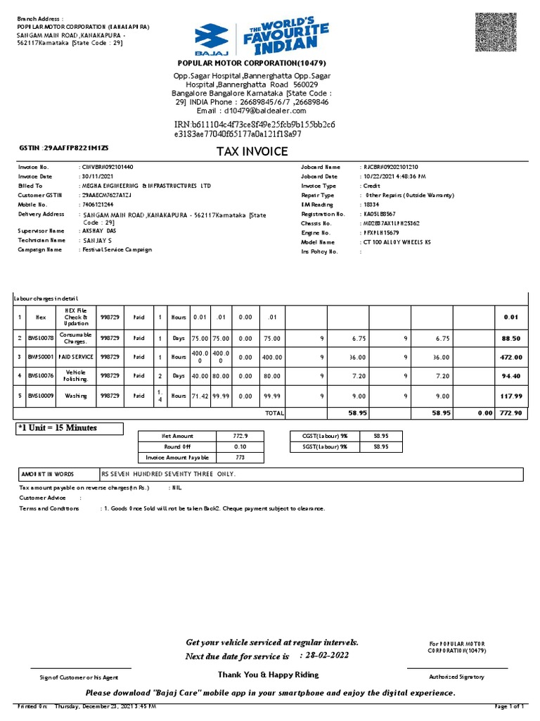 Tax Invoice: IRN:c6 E3183ae77040f65177a0a121f18a97 | PDF