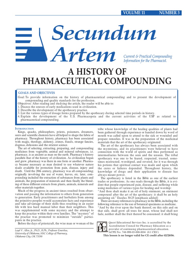 History of Pharmaceutical Compounding | PDF | Pharmacy | Medical ...