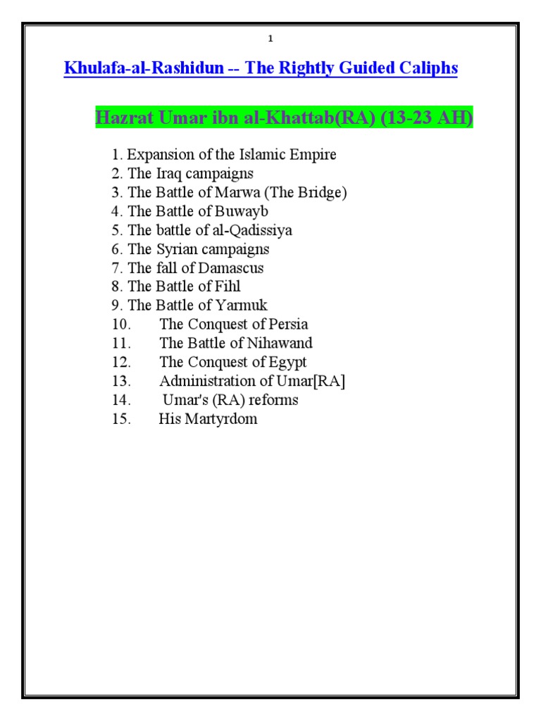 2nd Rightly Guided Caliph | PDF | Muhammad