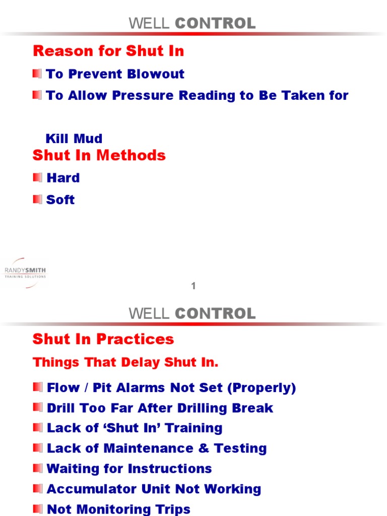 Reason For Shut In: Well Control | PDF | Equipment | Gases