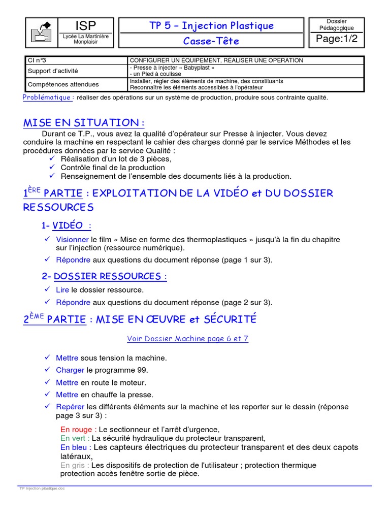 TP Injection Plastique | PDF
