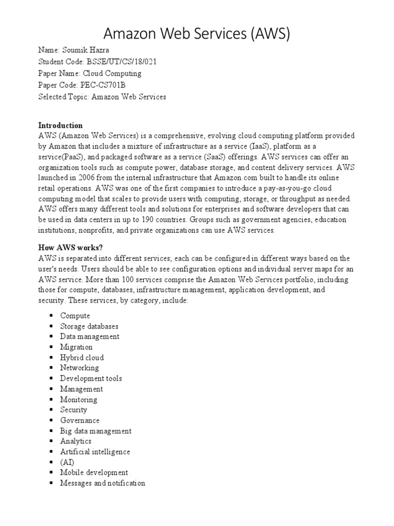 Amazon Web Services | Download Free PDF | Cloud Computing | Amazon Web ...