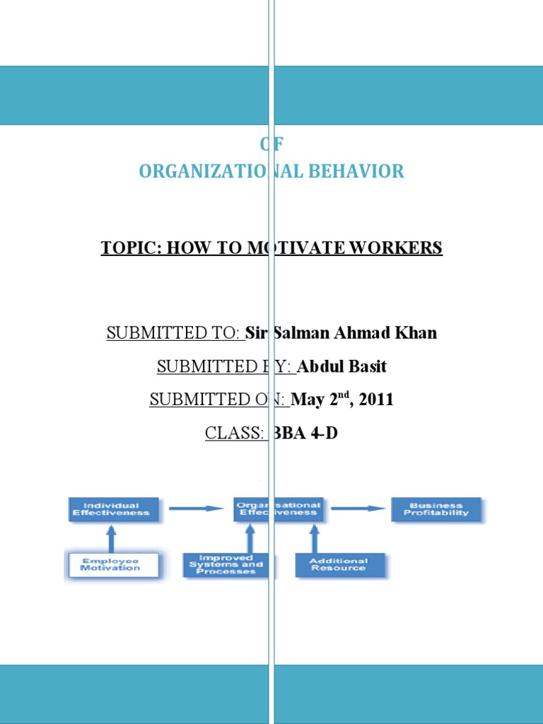 Assignment OF Organizational Behavior: Topic: How To Motivate Workers ...