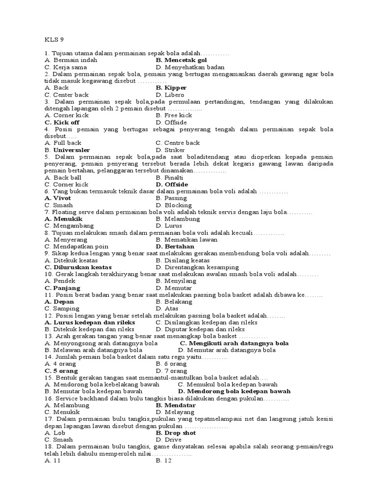 Soal Uas 1 KLS 9 | PDF