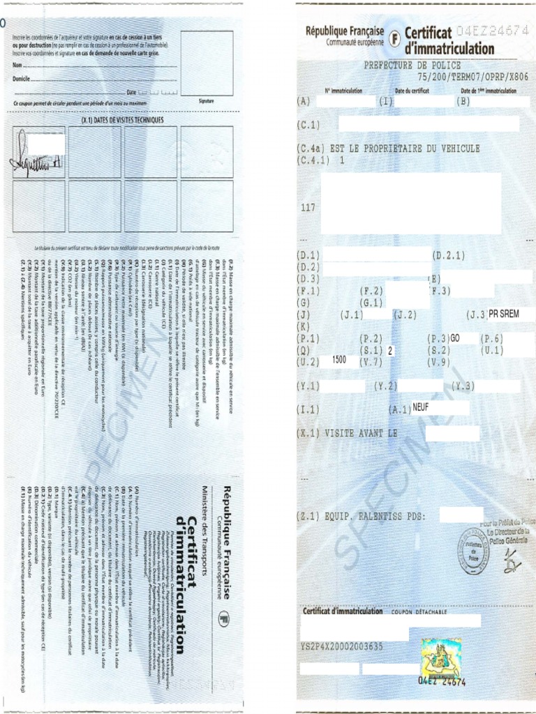 Certificat Immatriculation Formulaire | PDF