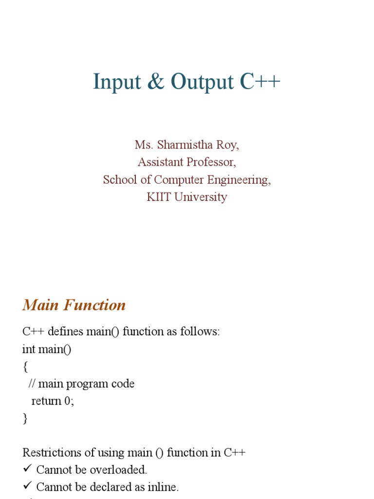 Input & Output C++ | PDF | Subroutine | Parameter (Computer Programming)
