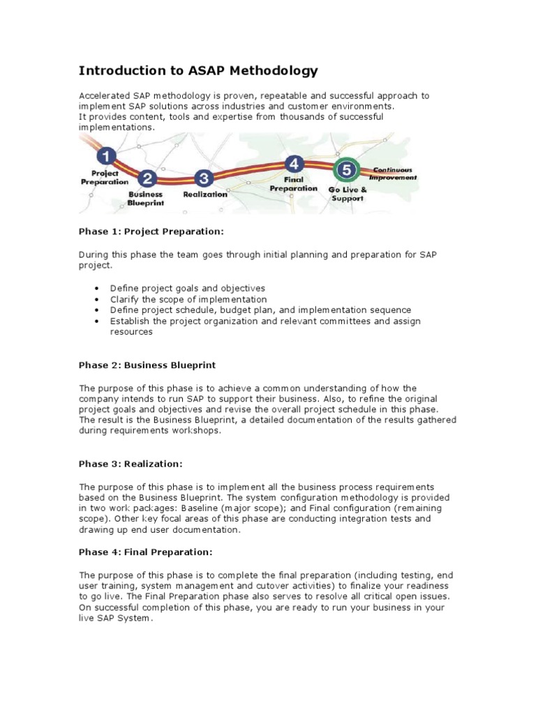 Overview of ASAP Methodology Phases | PDF | Business