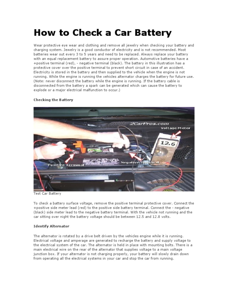 How To Check A Car Battery | PDF | Voltage | Electricity