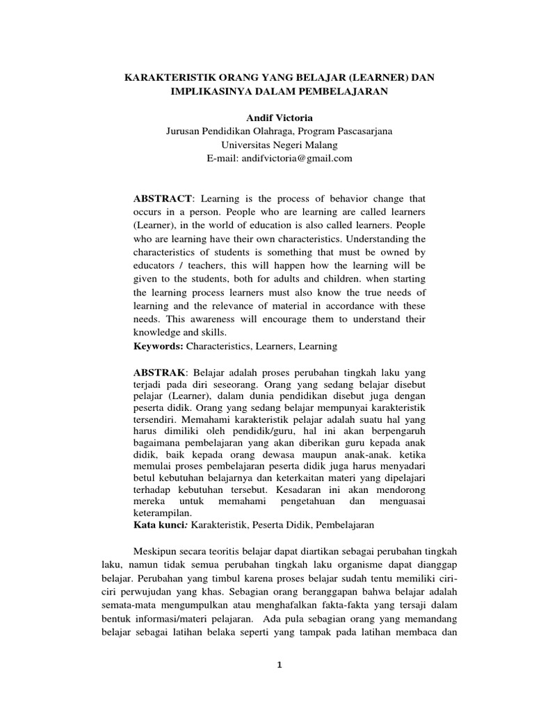 Karakteristik Orang Yang Belajar | PDF