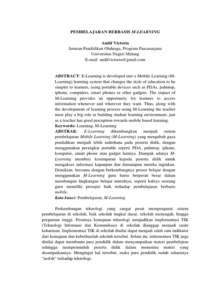 Pembelajaran Berbasis M-Learning | PDF