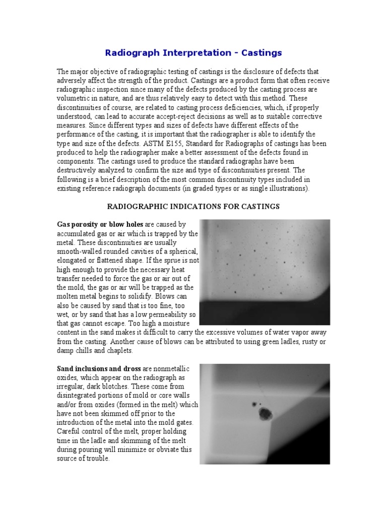 RT - Casting Defects | PDF | Casting (Metalworking) | Construction
