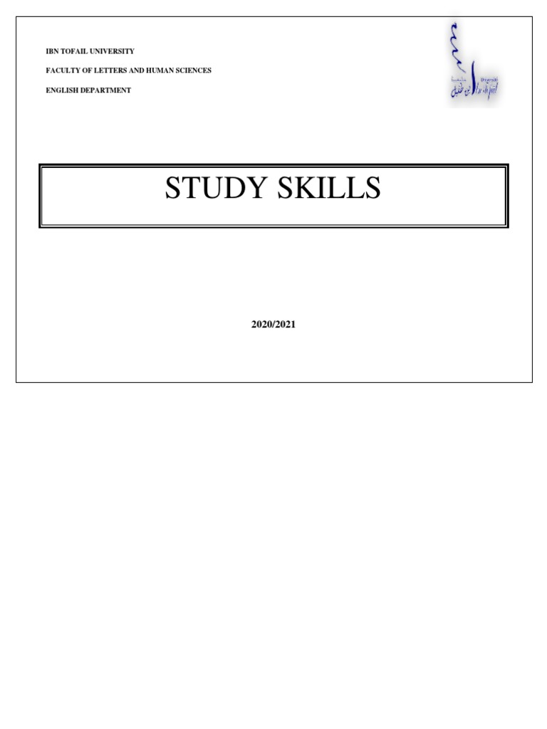 Study Skills: Ibn Tofail University Faculty of Letters and Human ...