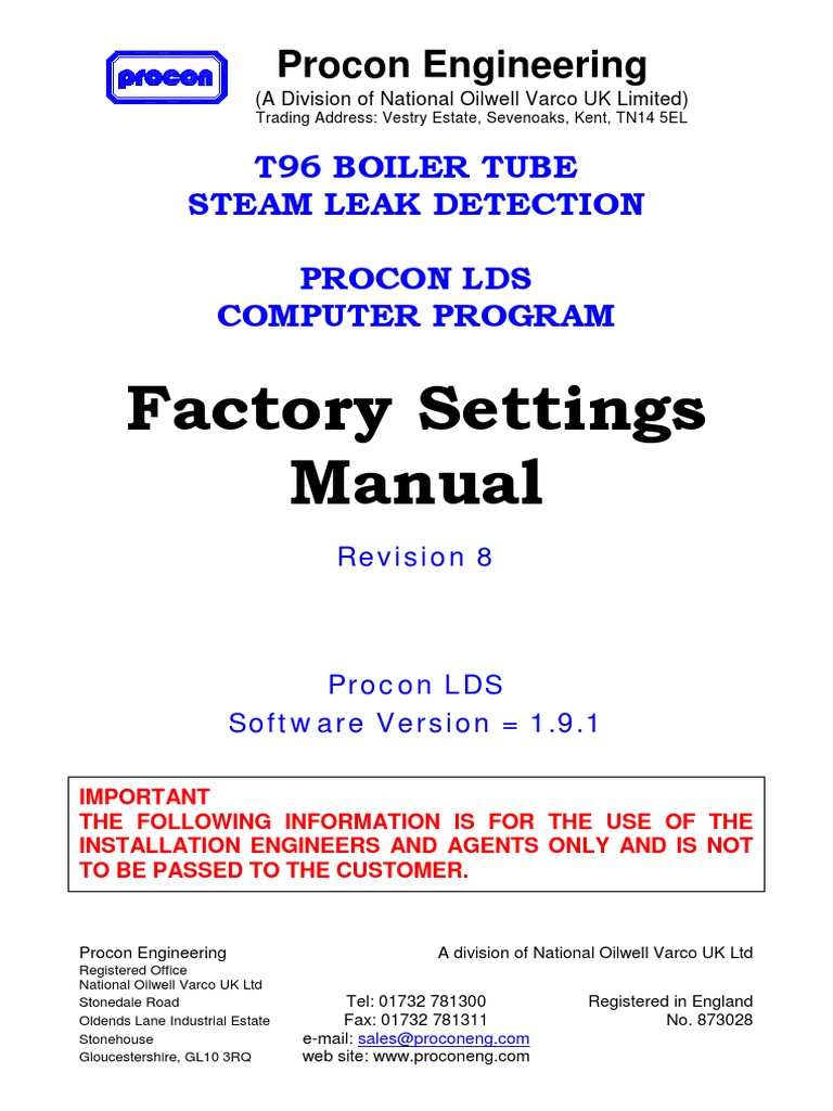 Procon LDS Factory Settings Manual-R8 | PDF | Transmission Control ...