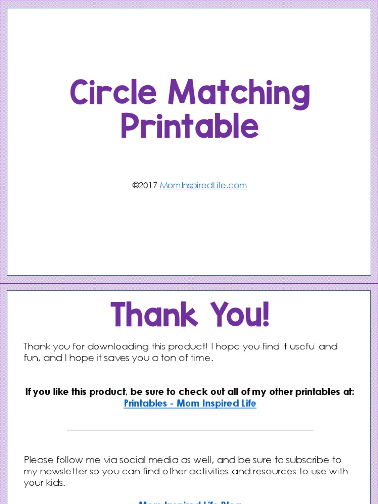 Circle Matching Printable | PDF | Self-Improvement | Wellness