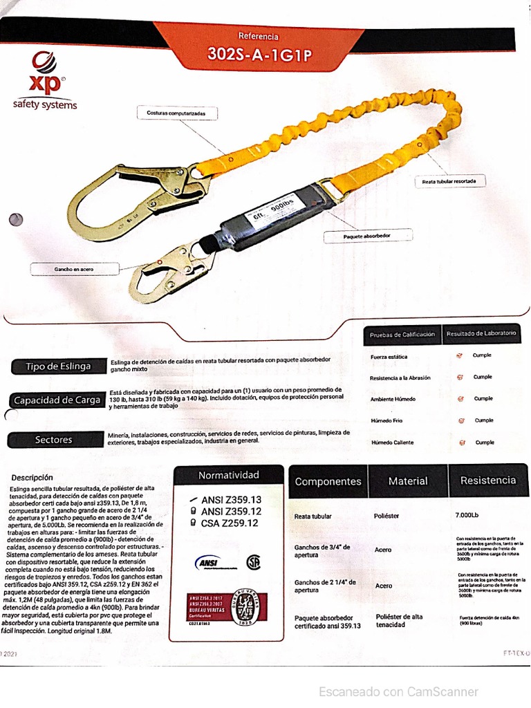 Fichas Técnicas Equipos de Altura | PDF