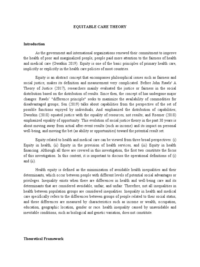 Equitable Care Theory | PDF | Health Care | Health Equity