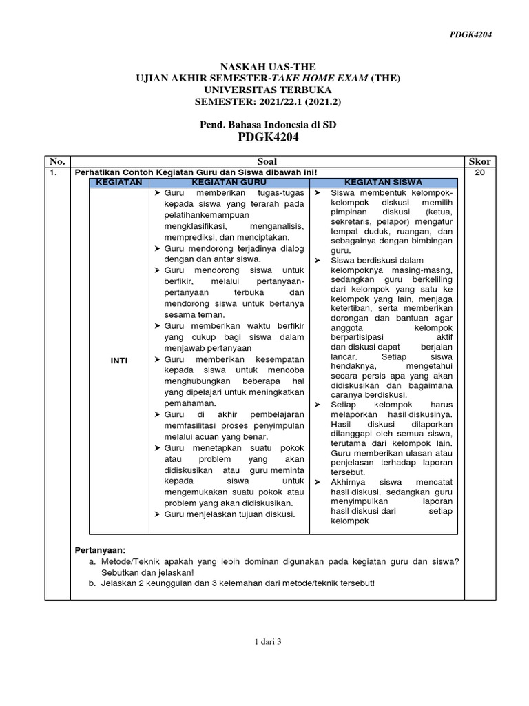 Naskah - PDGK4204 - The - 1 (1) (BUTUH JAWABAN 081273324559) | PDF