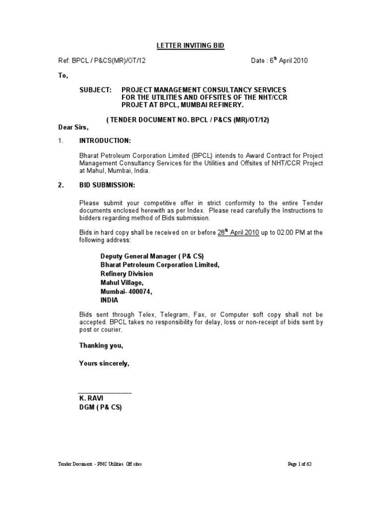 Bharat Petroleum Corporation Limited PMC Tender | PDF | Instrumentation | Specification ...