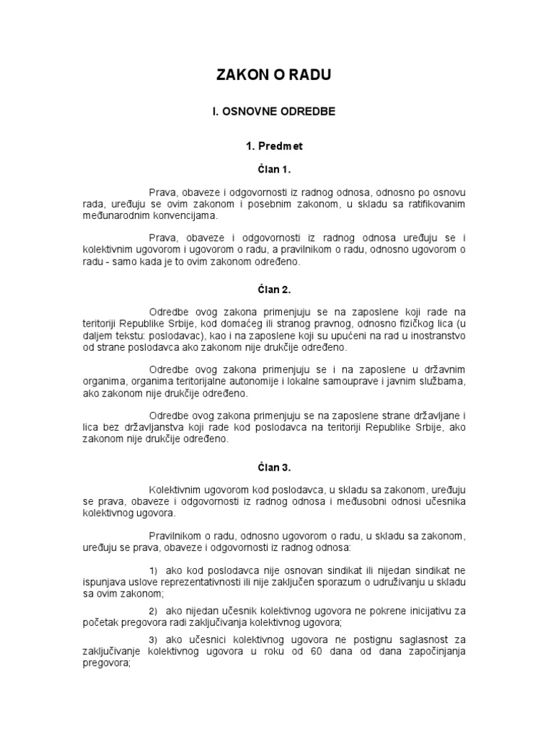 Zakon-O-Radu Rs | PDF