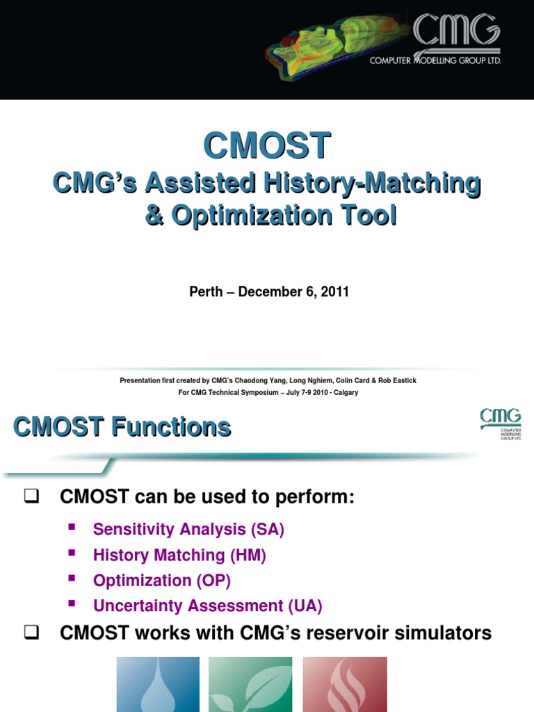 2011 What S New at CMG Event in Perth Automated History Matching Optimization Using CMOST | PDF ...