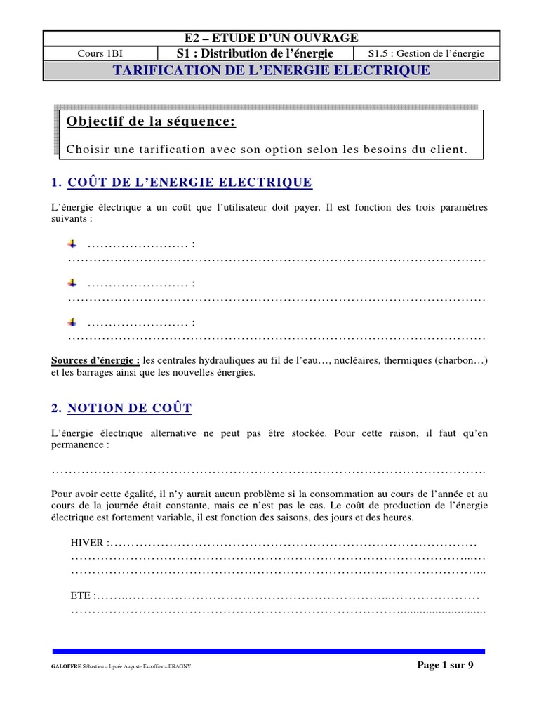 Tarification Eleve | PDF | Économie énergétique | Lampe à incandescence
