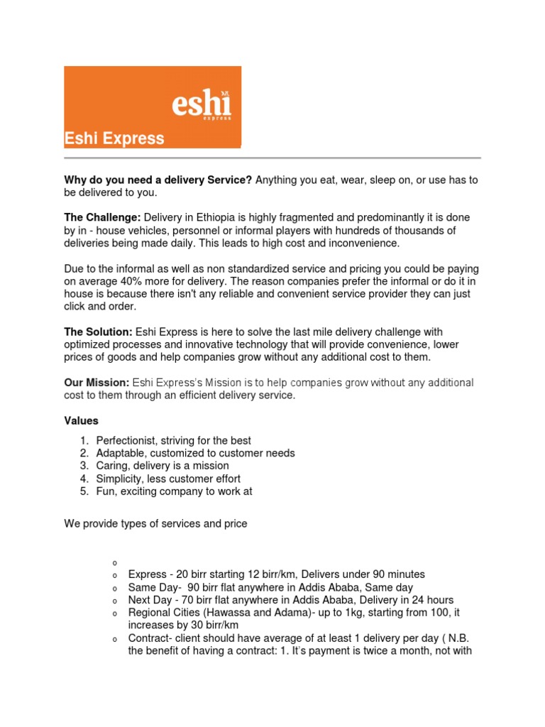 Eshi Express Service | PDF