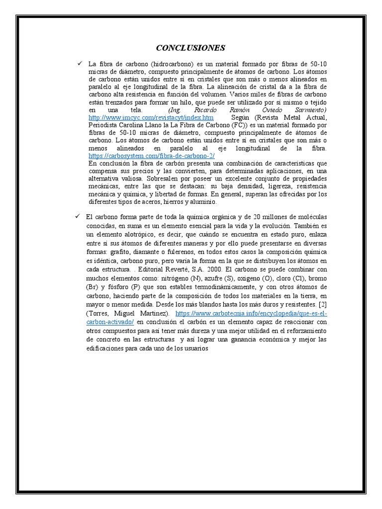 Conclusiones Mic | PDF | Carbón | Elementos químicos