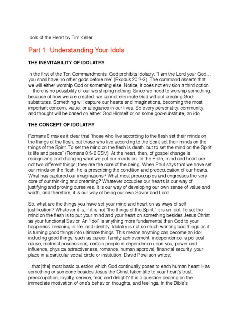 Part 1: Understanding Your Idols!: The Inevitability of Idolatry! | PDF ...