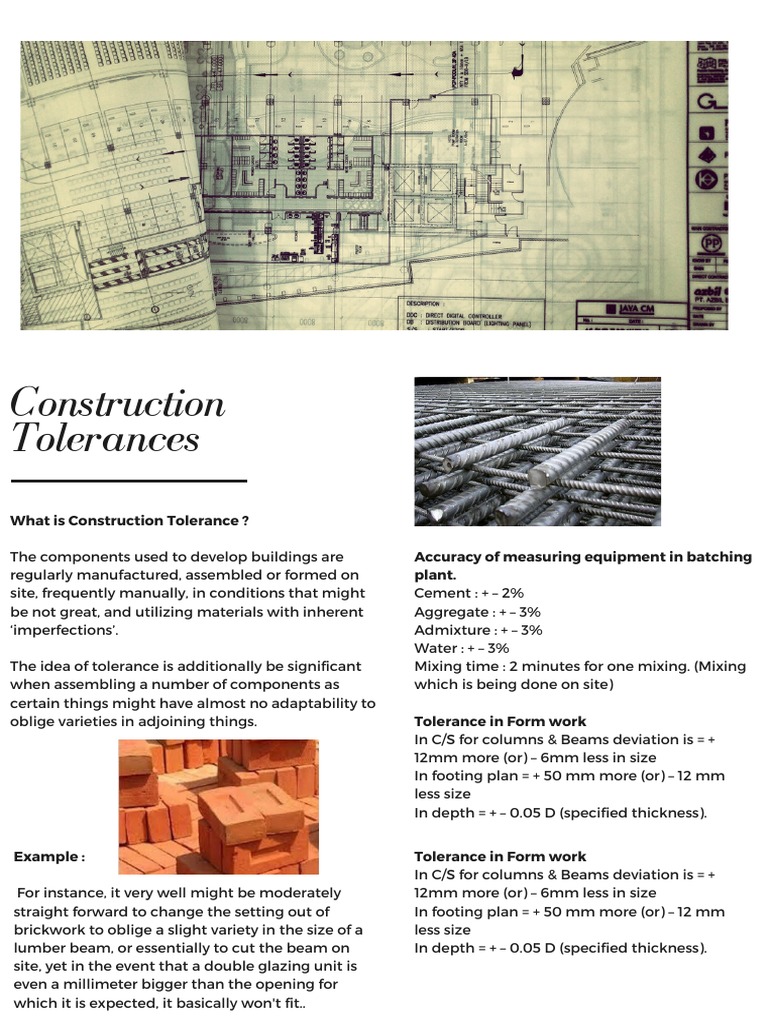 Construction Tolerance | PDF | Engineering Tolerance | Precast Concrete