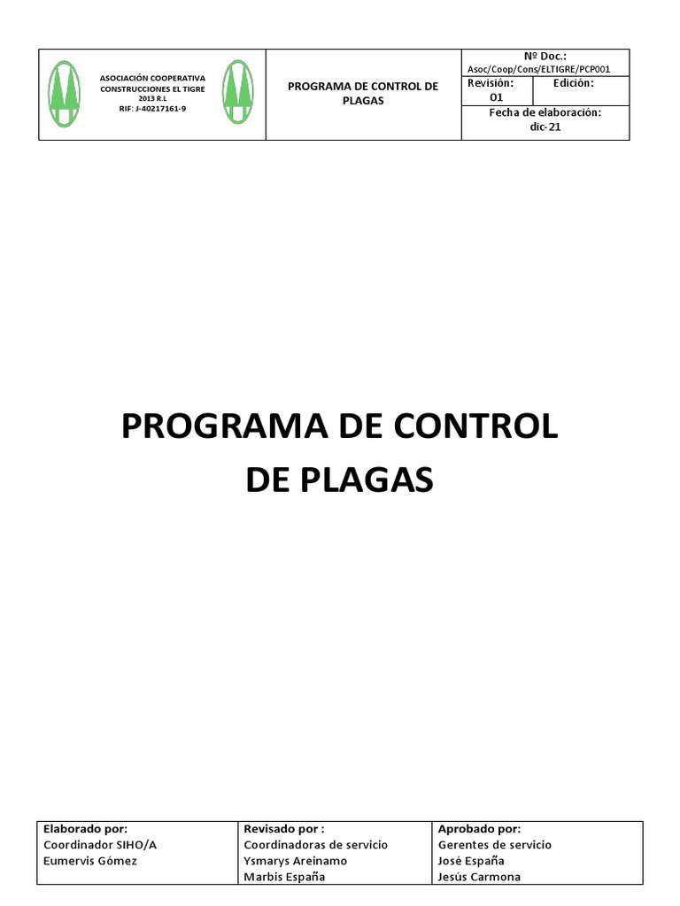 Programa de Control de Plagas | PDF | Pesticida | Alimentos