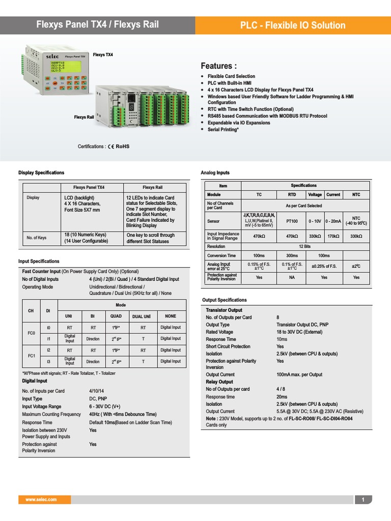 Flexys Panel TX4 Flexys Rail-230V | PDF | Programmable Logic Controller ...